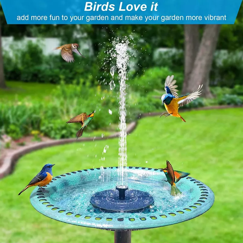 INF Water fountain solar powered 18 cm with colorful LED lighting - Fast