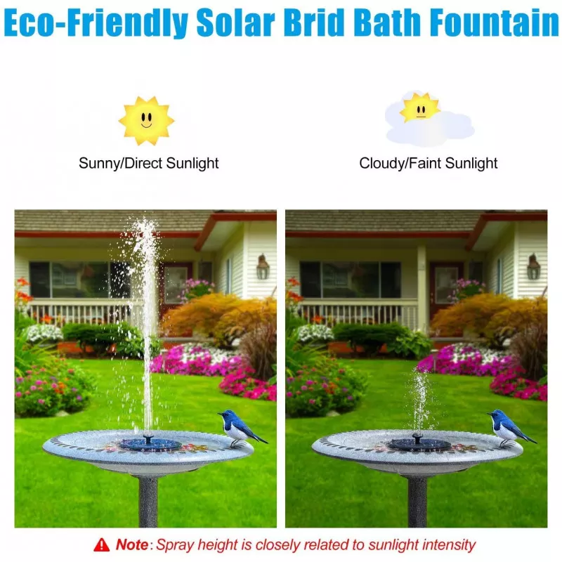 INF Water fountain solar powered 18 cm with colorful LED lighting - Fast