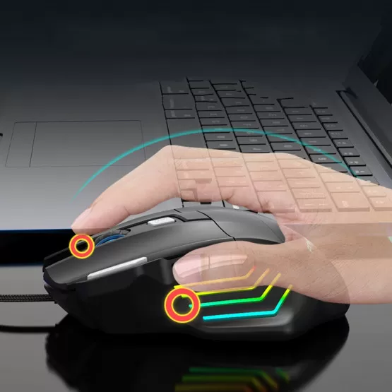 INF Wired Gaming Mouse: 7 Buttons, Ergonomic, Adjustable DPI, Backlight