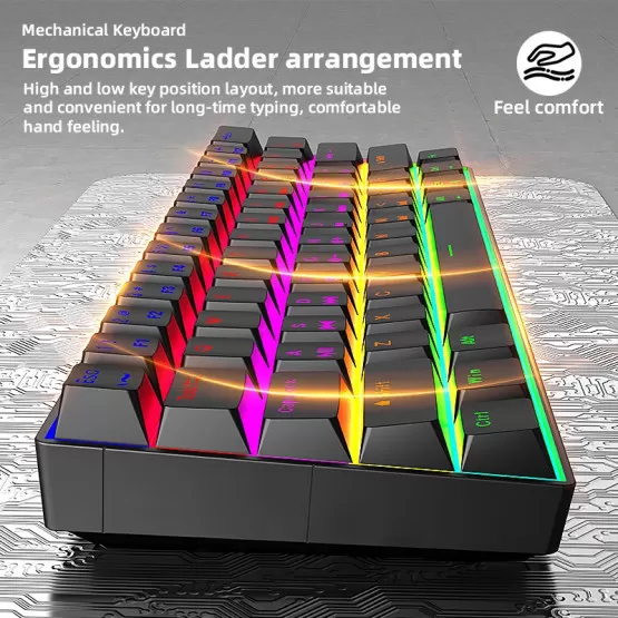 INF 61-Key Black RGB Mechanical Keyboard - Bluetooth 3-Mode Rechargeable