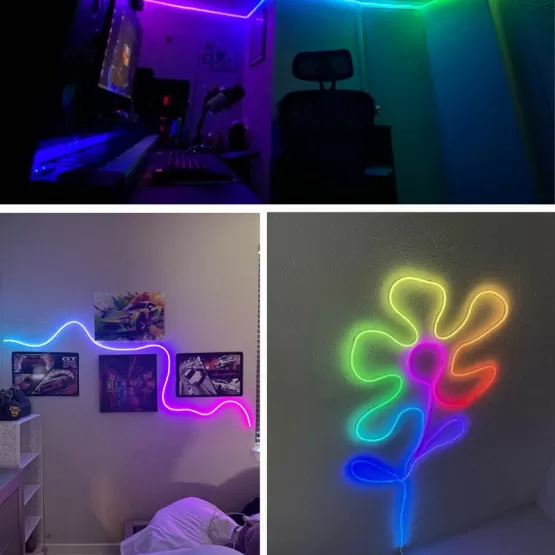 INF 5M RGB LED Neon Rope Light - 60 LEDs/M, Bluetooth Controlled,